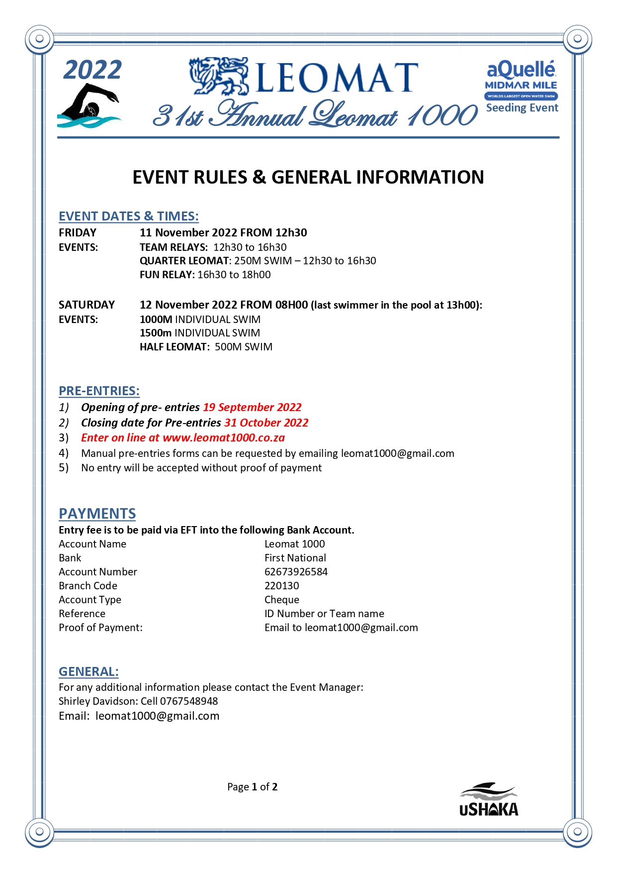 Rules & Regs - Leomat 1000