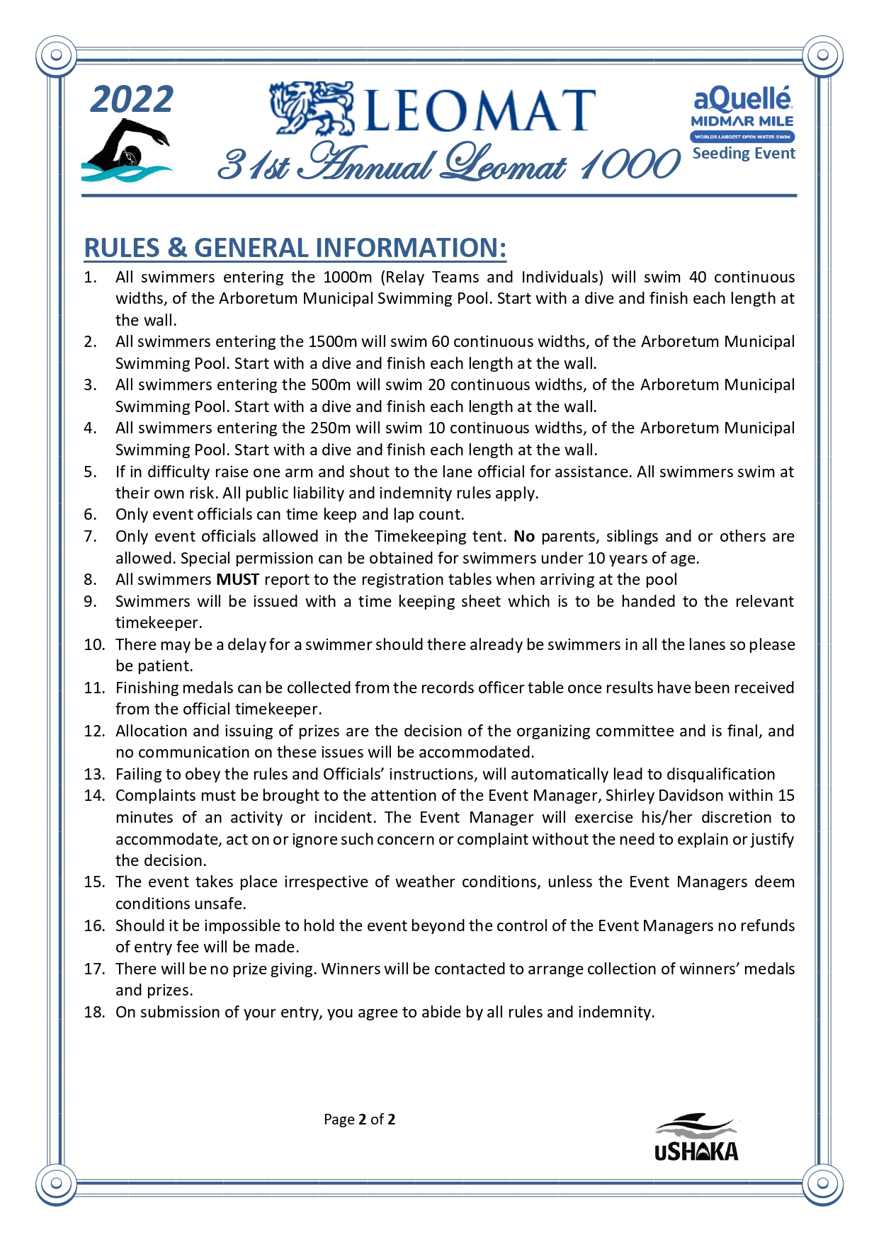 Rules & Regs - Leomat 1000